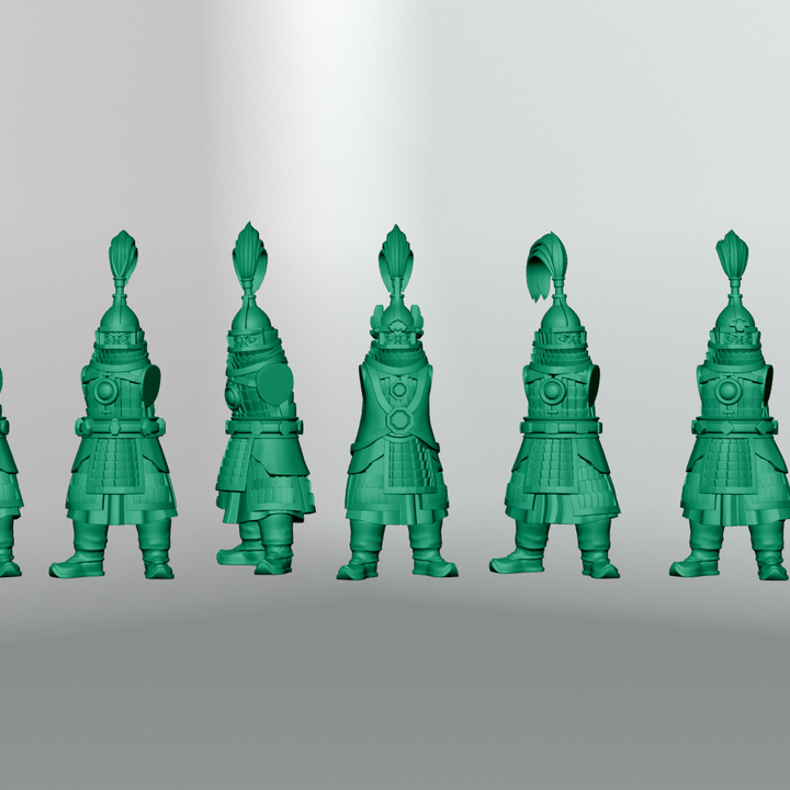 3D Printable Jade Imperial Warrior Phalanx | Far Cathay / Chinese by Cosmic Brother Miniatures